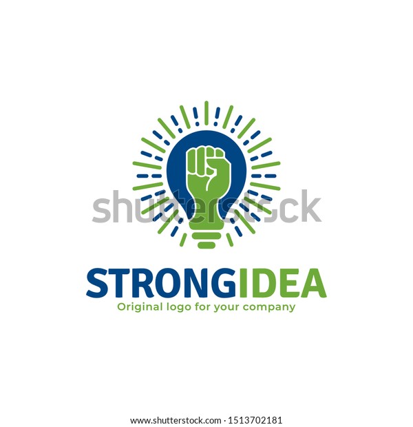 Strong Hand Bright Bulb Logo Creative Stock Vector (Royalty Free ...