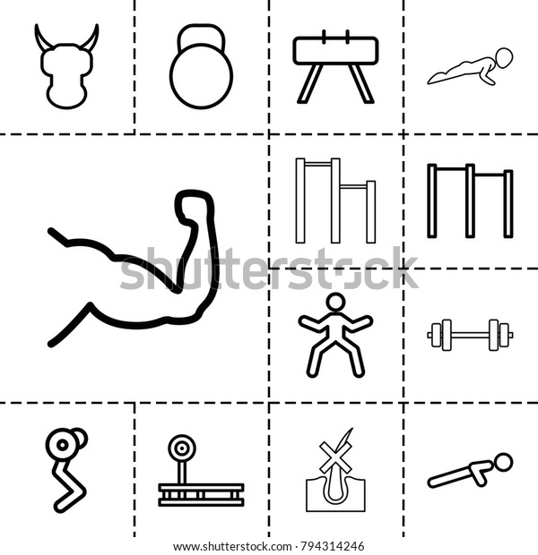 Strong Icons Set 13 Editable Outline Stock Vector (Royalty Free ...