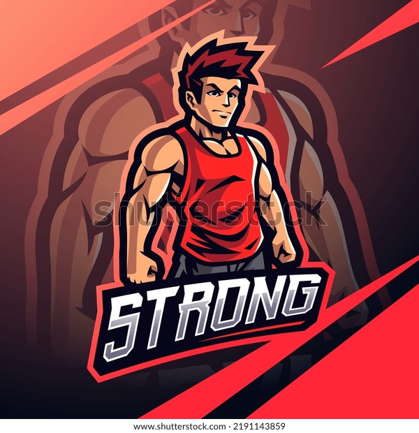 Strong Man Mascot Logo Design Stock Vector (Royalty Free) 2191143859 ...