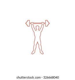 Strong Man Red Outline Vector Pictogram Stock Vector (Royalty Free ...
