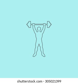 Strong Man White Outline Simple Pictogram Stock Illustration 531243139