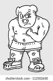 Strong Pig Stock Vector (Royalty Free) 112502630 | Shutterstock