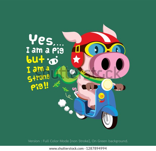 Strong Pig Ride Scooter Version Full Stock Vector (Royalty Free ...