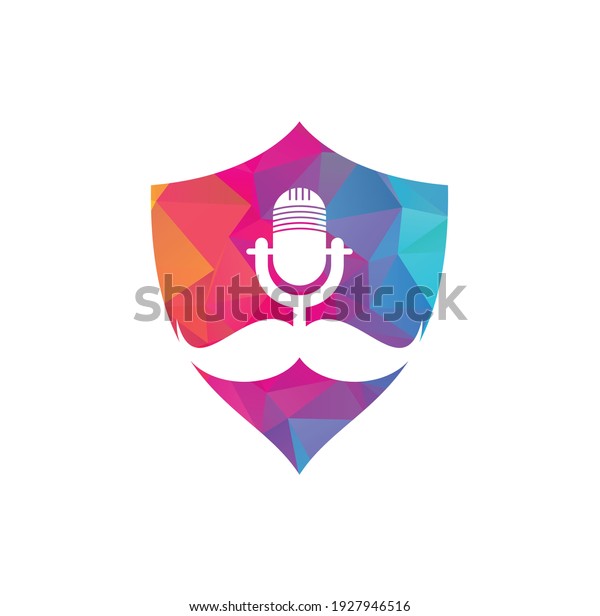 Strong Podcast Shield Vector Logo Design Stock Vector (Royalty Free ...