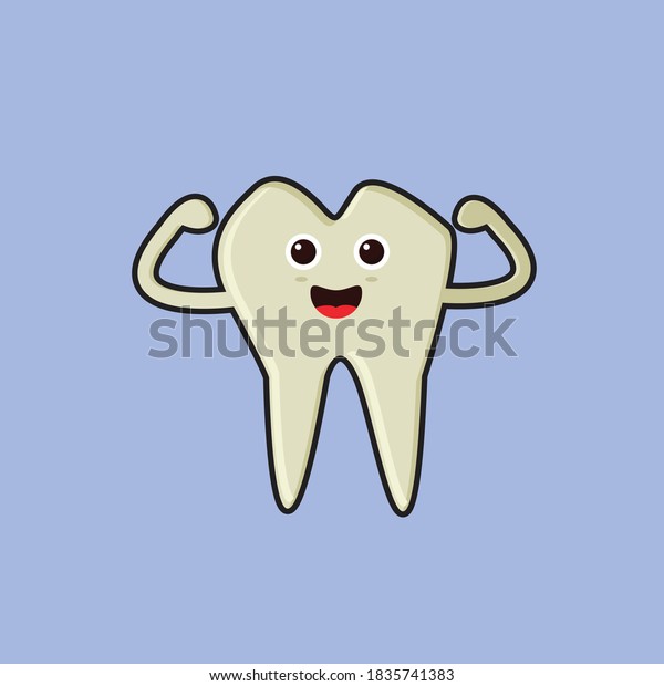 Strong Tooth Cute Character Mascot Illustration Stock Vector (Royalty ...