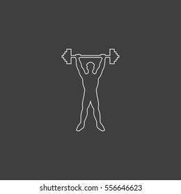Strong Man White Outline Simple Pictogram Stock Illustration 531243139
