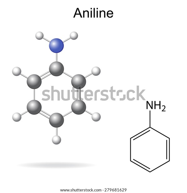 Structural Chemical Formula Model Aniline Molecule Stock Vector ...