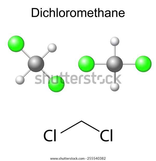 Structural Chemical Formula Model Dichloromethane Molecule Stock Vector ...