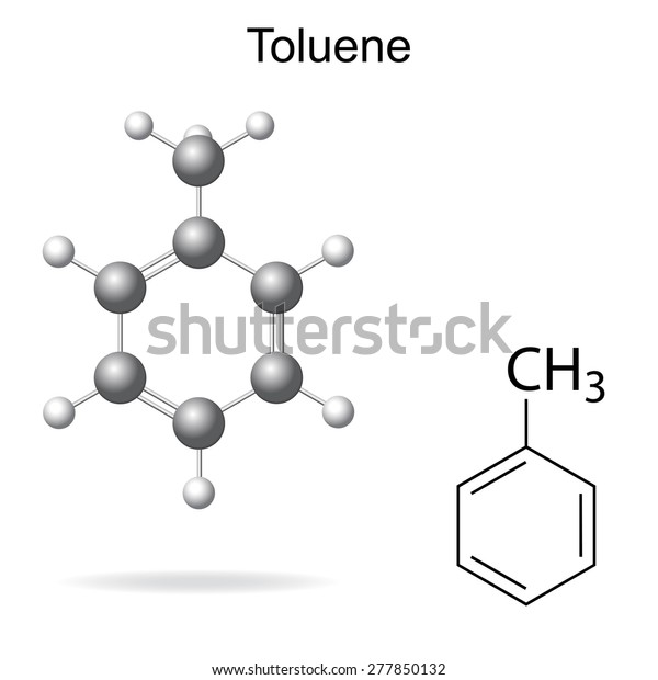 Structural Chemical Formula Model Toluene Molecule Stock Vector ...