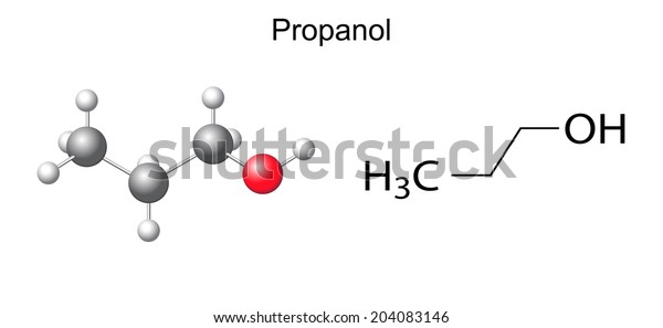 Structural Chemical Formula Propanol 1propanol Molecule: vetor stock ...