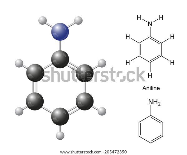 Structural Chemical Formulas Model Aniline Molecule Stock Vector ...