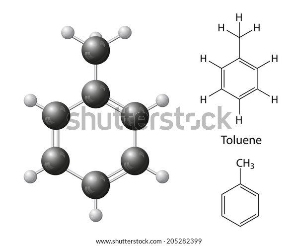 Structural Chemical Formulas Model Toluene Molecule 库存矢量图（免版税）205282399 ...