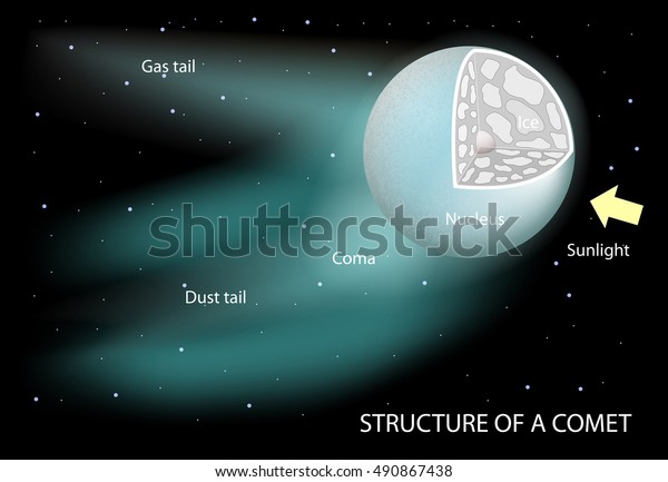 Structure Comet Diagram Showing Nucleus Coma Stock Vector (Royalty Free ...