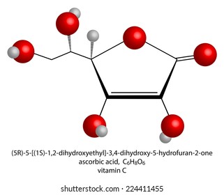 Structure Vitamin C Molecule Stock Vector (Royalty Free) 224411455 ...