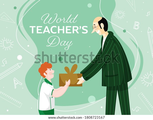Student Boy Giving Gift His Class Stock Vector (Royalty Free ...