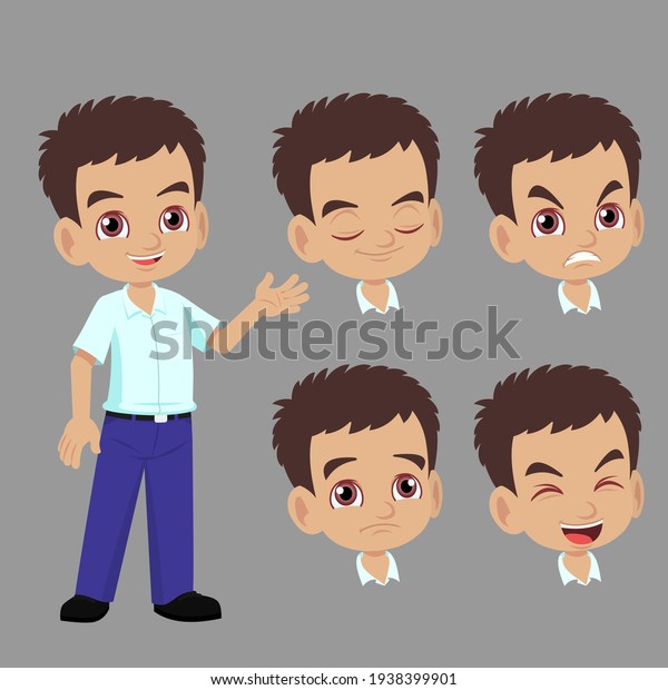 Student Boy School Uniform Face Expression: เวกเตอร์สต็อก (ปลอดค่า ...