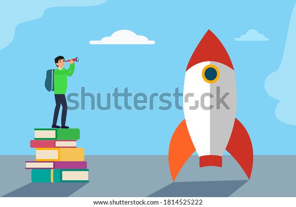 Student Dream Vector Concept Male Student Stock Vector (Royalty Free ...