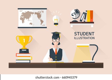 Student Flat Illustration Stock Vector (Royalty Free) 660945379 ...