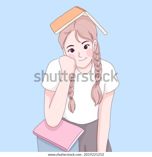 Student Girl Illustration Design Vector Cute Stock Vector (Royalty Free ...