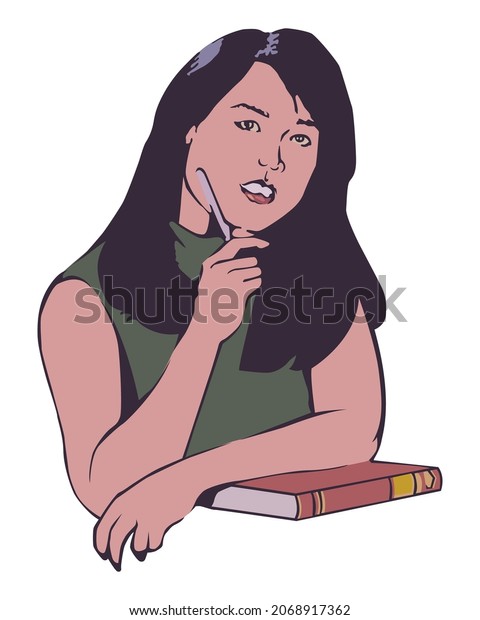 Student Girl Thinking Design Vector Illustration Stock Vector (Royalty ...