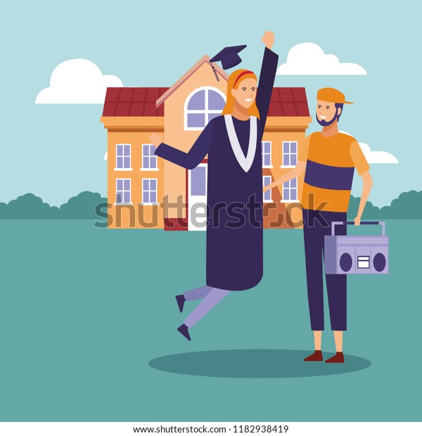 Student Graduation Cartoons Stock Vector (Royalty Free) 1182938419 ...