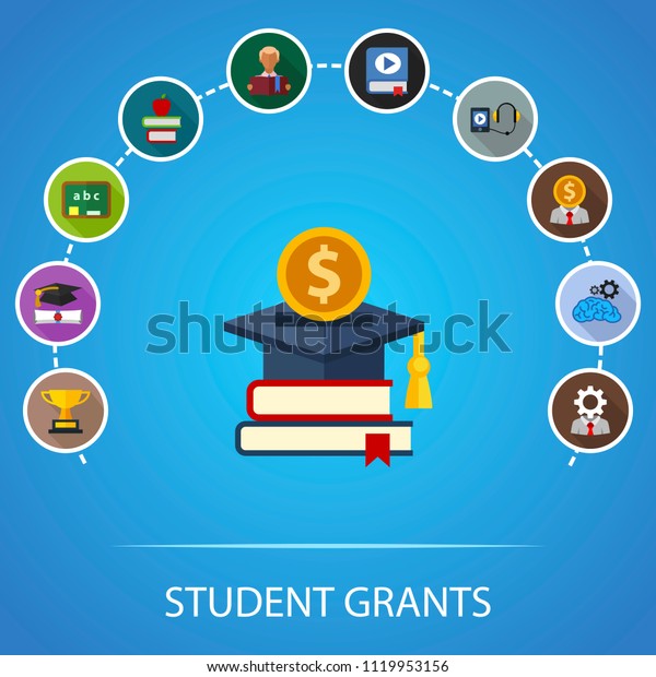 Student Grants Flat Icons Concept Vector Stock Vector (Royalty Free ...