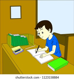 Student Homework Cartoon Stock Vector (Royalty Free) 1123158884 ...