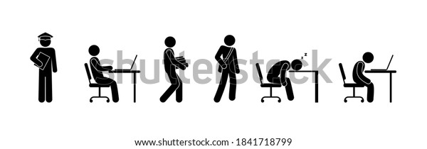 Student Icon Learning Illustration Stick Figure Stock Vector (Royalty ...