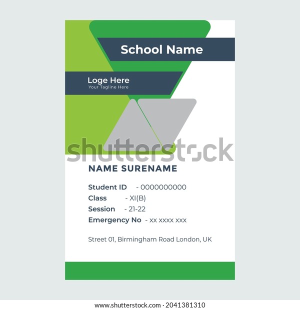 Student Id Card Template Layout Stock Vector (Royalty Free) 2041381310 ...