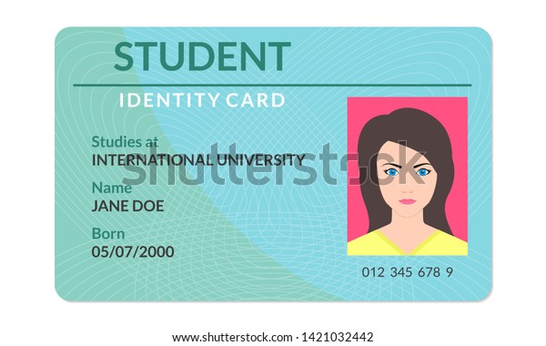 Student Id Card University School College Stock Vector (Royalty Free ...