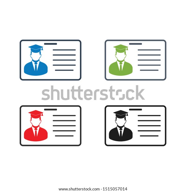 Student Identity Card Icon Set Flat Stock Vector (Royalty Free ...