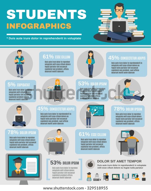 Student Infographic Set Young People Books Stock Vector (Royalty Free ...