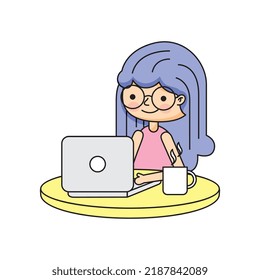 Student Laptop Cartoon Isolated Vector Illustration Stock Vector ...