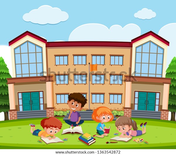 Student Learning Front School Illustration Stock Vector (Royalty Free ...