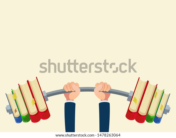 Student Lifting Barbell Books Instead Weights Stock Vector (Royalty ...