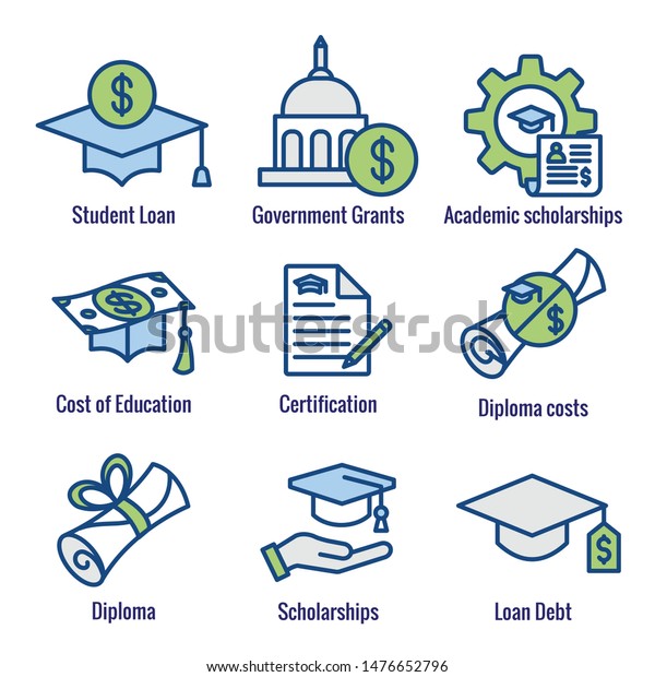 Student Loans Icon Set Academic Scholarships Stock Vector (Royalty Free ...