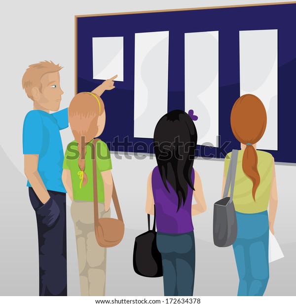 Student Notice Board College Vector Illustration: เวกเตอร์สต็อก (ปลอด ...