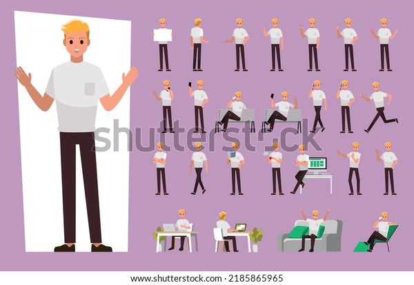 Student Person Man Character Set Vector Stock Vector (Royalty Free ...