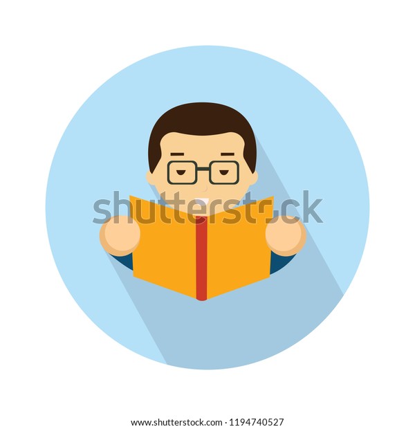 Student Reading Book Student Icon Isolated Stock Vector (Royalty Free ...