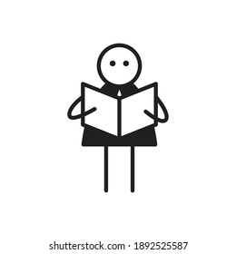 Student Reading Book Stick Figure Vector Stock Vector (Royalty Free ...