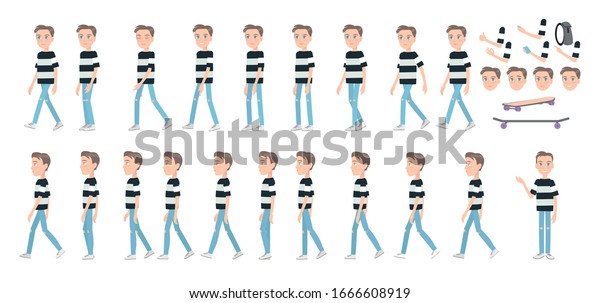 Student Schoolboy Set Gait Animation Male Stock Vector (Royalty Free ...