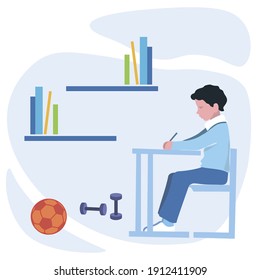 Student Sitting Desk Drawing On White Stock Vector (Royalty Free ...