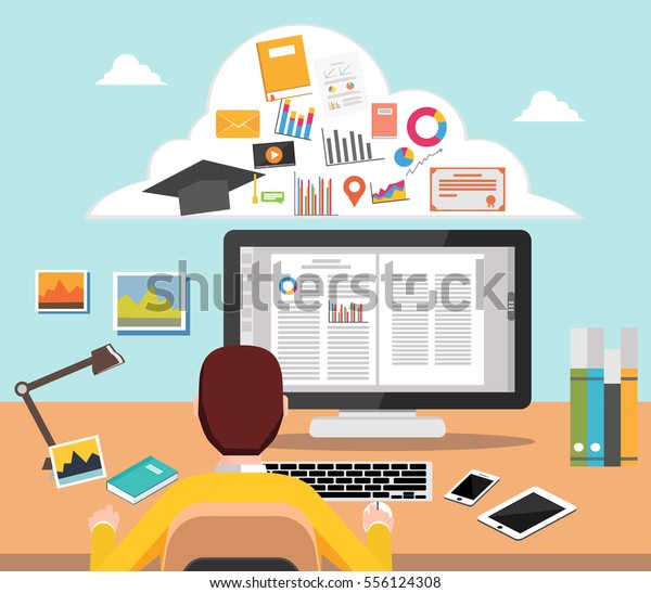 Étudiant étudiant en matériel informatique. Illustration : image ...