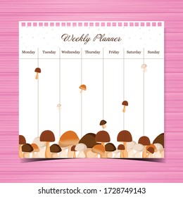 Student Weekly Planner Mushroom Elements Stock Vector (Royalty Free ...
