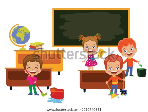 Students Cleaning School Classrooms Stock Vector (Royalty Free ...