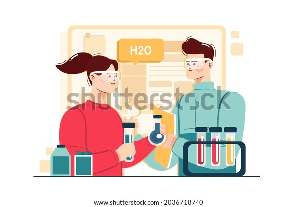 Students Doing Test Chemistry Laboratory Illustration Stock Vector ...