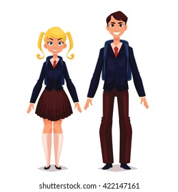 Students School Uniform Vector Cartoon Comic Stock Vector (Royalty Free ...