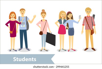 Students Vector Characters Cartoon Style Stock Vector (Royalty Free ...