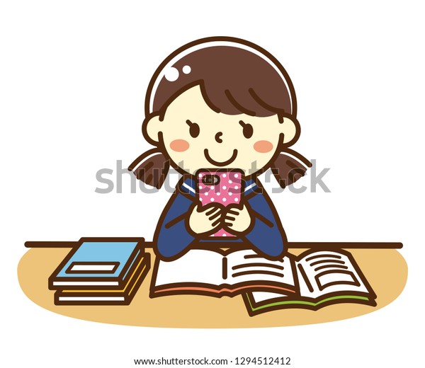 Students Who Operate Smartphones While Studying Stock Vector (Royalty ...