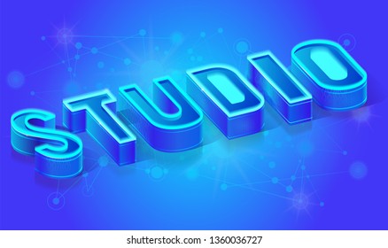 Studio 3d Word Glowing Blue Neon Stock Vector (Royalty Free) 1360036727 ...